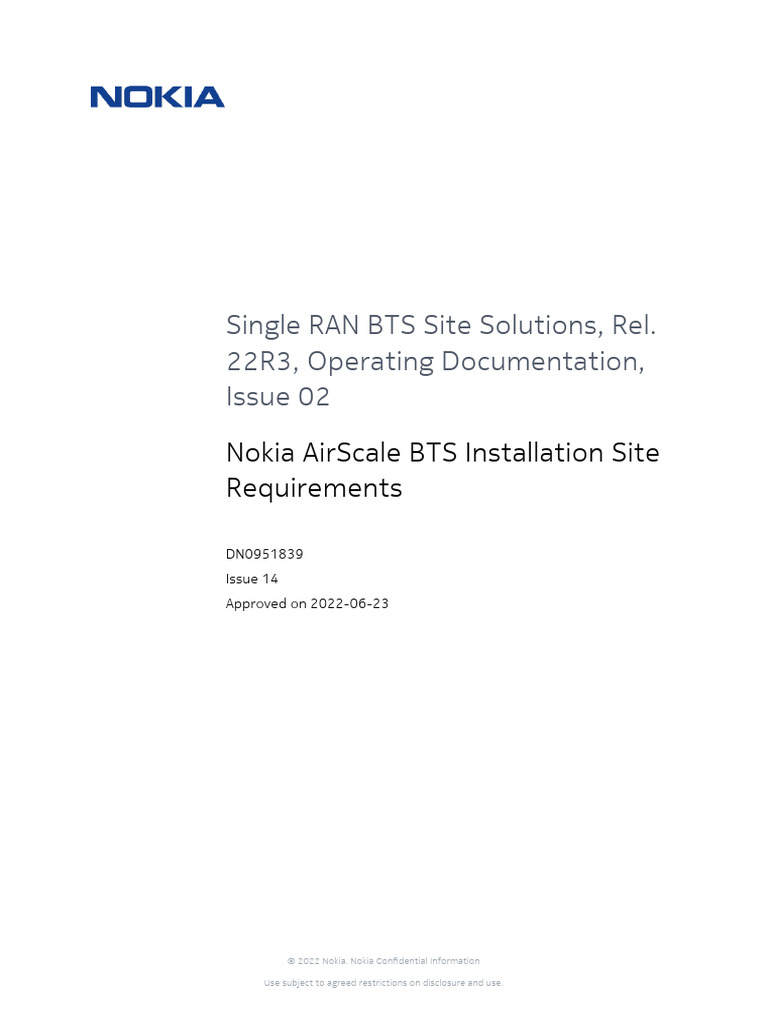 Nokia AirScale BTS Installation Site Requirements | PDF | Electronics
