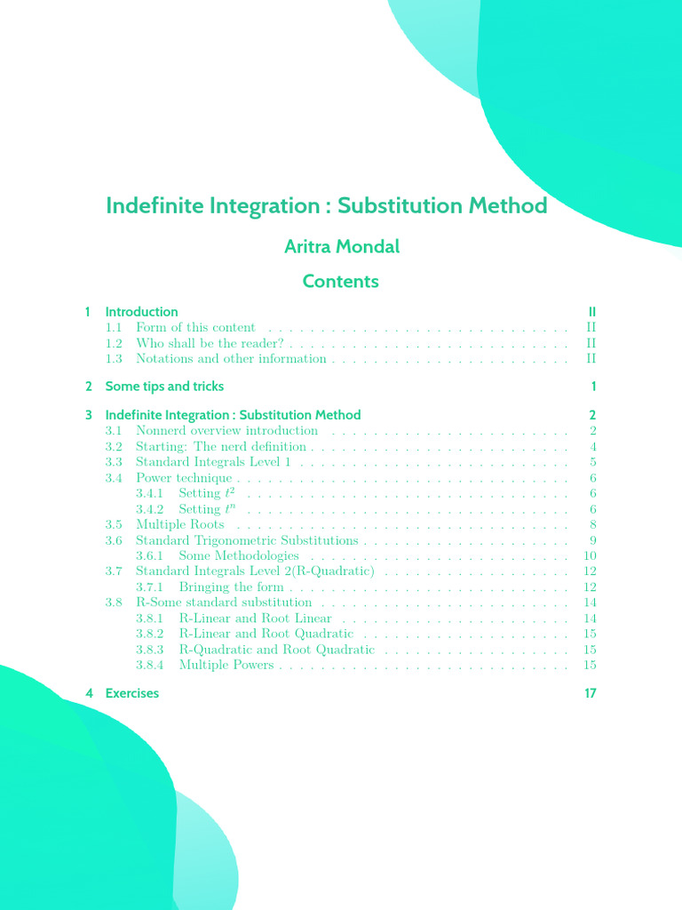 Integration Substitution Method | PDF | Trigonometric Functions ... Integration Substitution Method | PDF | Trigonometric Functions ...