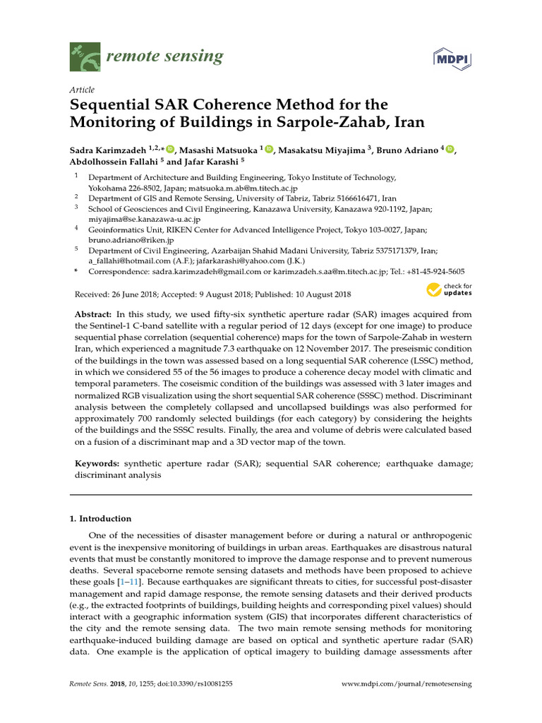 Sequential SAR Coherence Method For The | PDF | Linear Regression | Logistic Regression