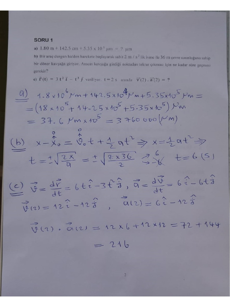 2019-2020 Trakya Üni fizik vize | PDF