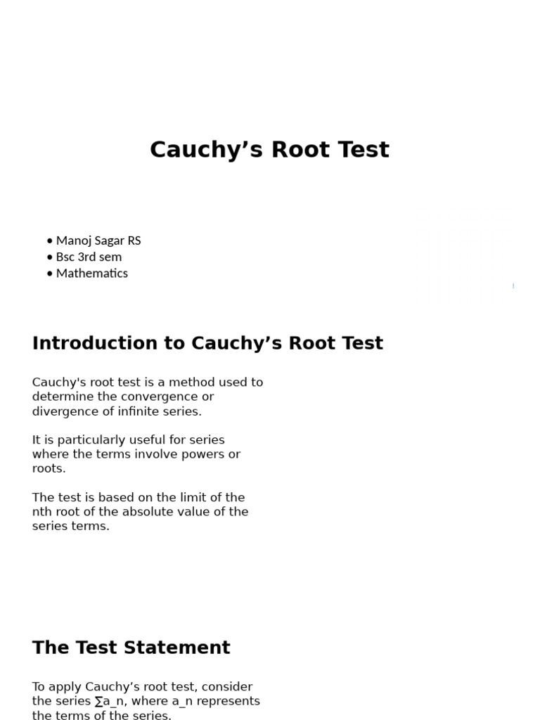 Cauchy’s Root Test | PDF