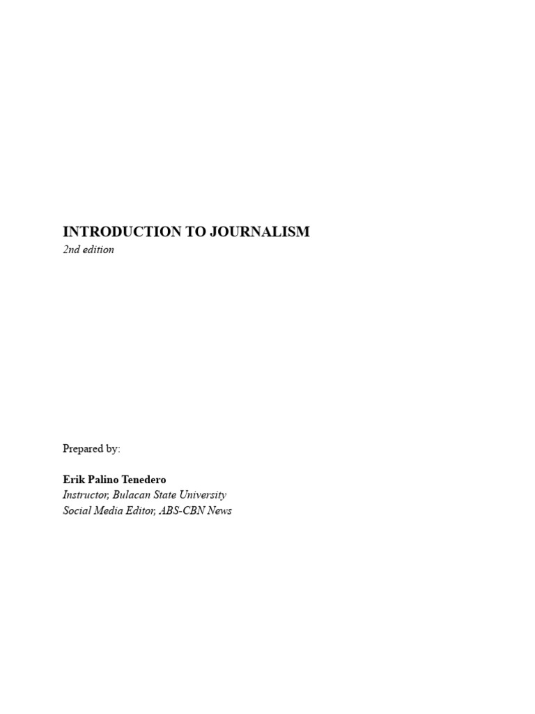 Introduction to Journalism Course Guide | PDF | Journalism | Public ...