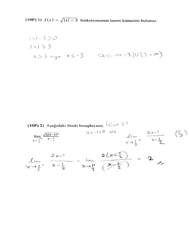 Mat 101 Vize Cevap Anahtari 2022 2023 | PDF