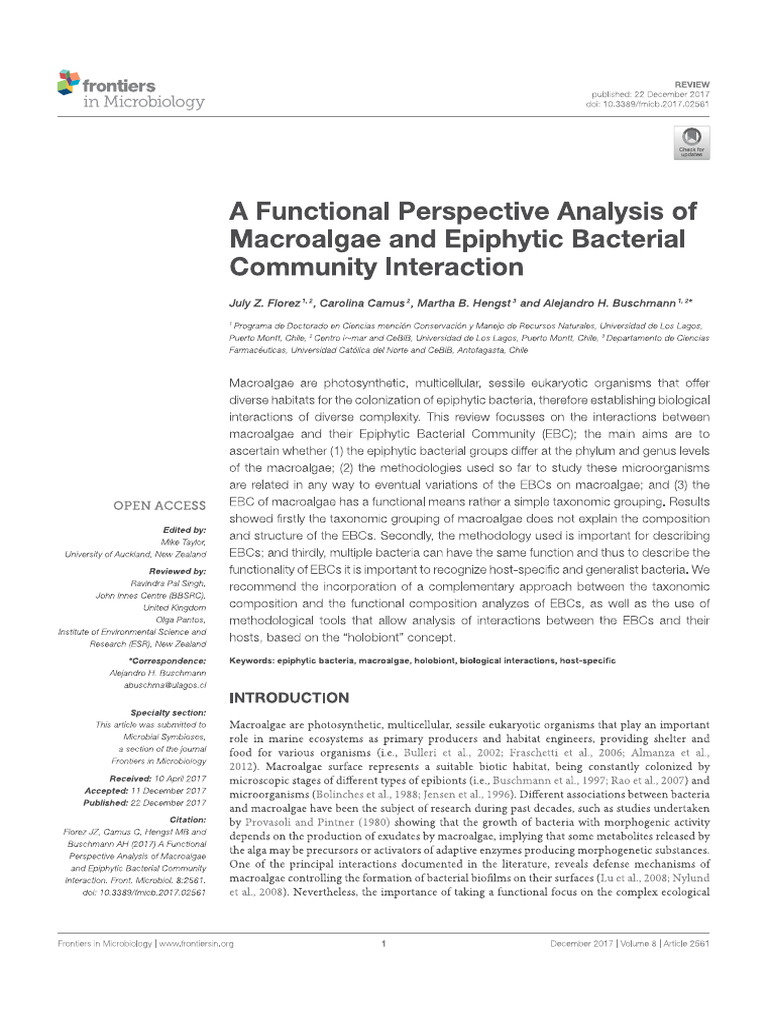 A Functional Perspective Analysis of Macroalgae and Epiphytic Bacterial Community Interaction ...