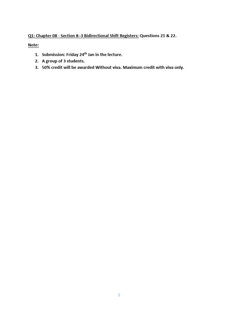Digital Logic Design Assignment 1 | PDF