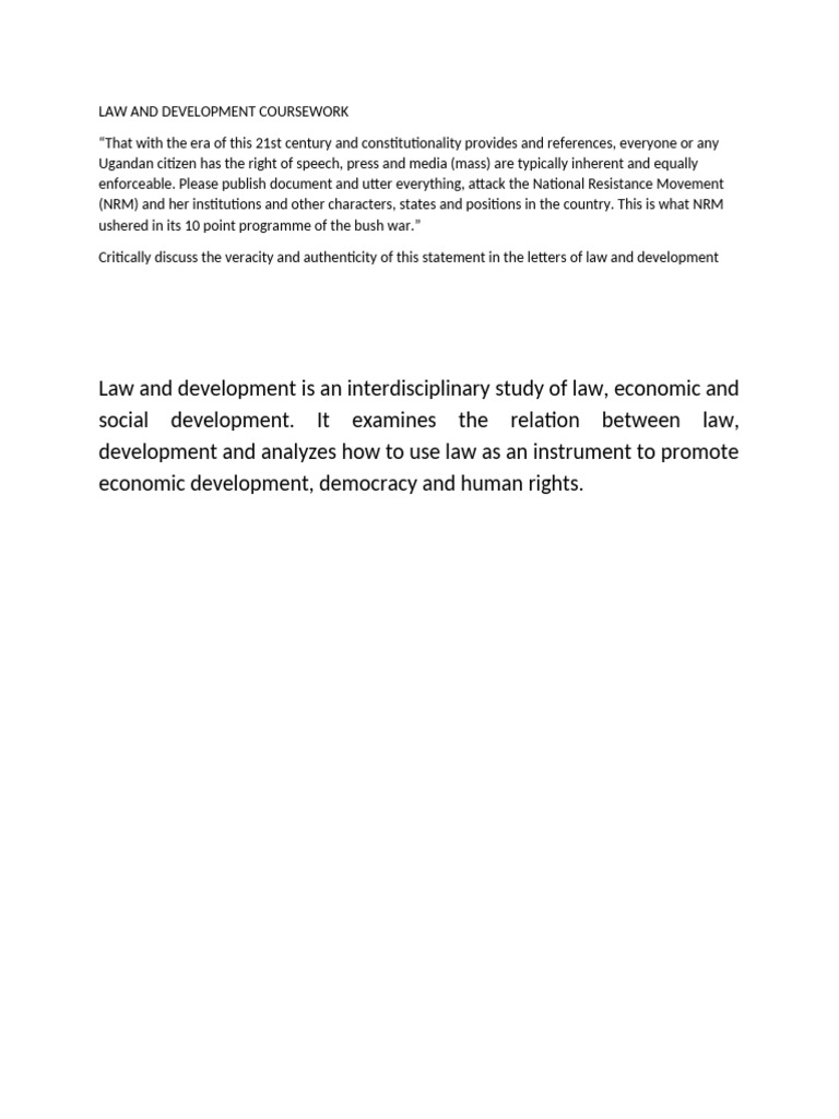 Law and Development Coursework-1 | PDF