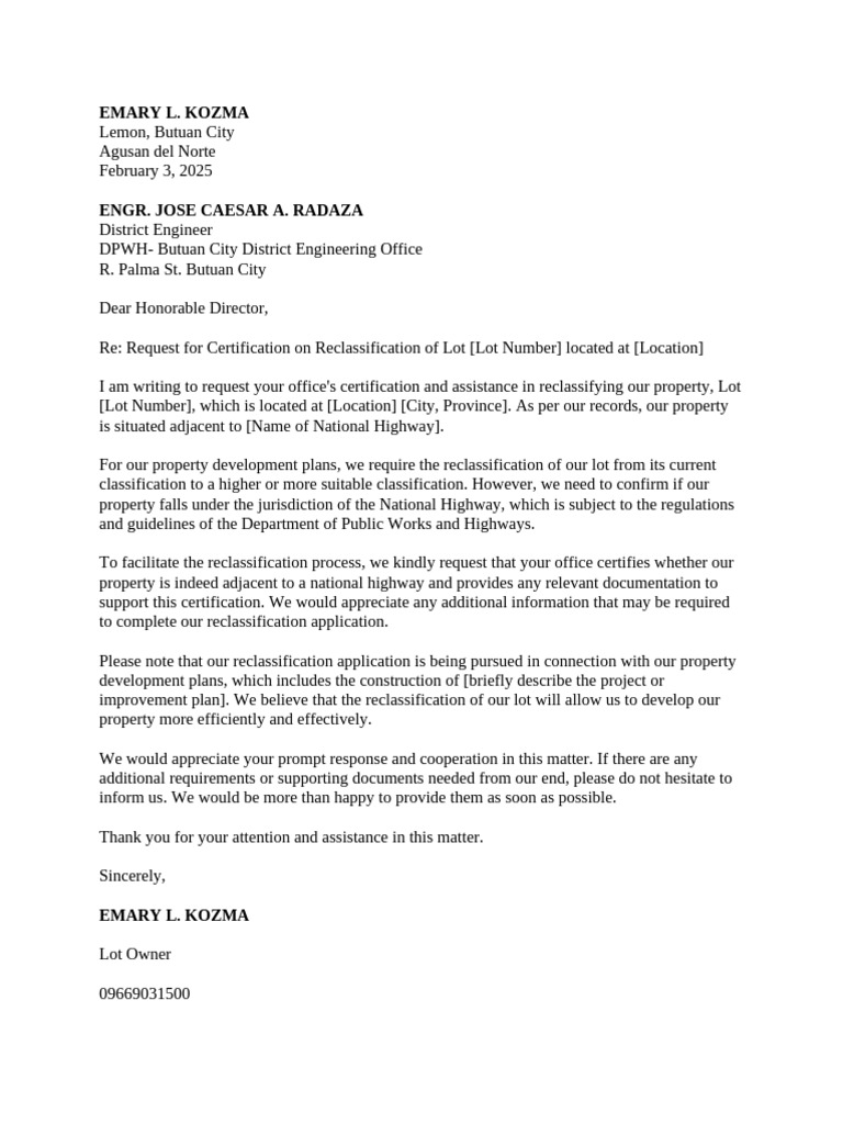 Request Letter DPWH | PDF