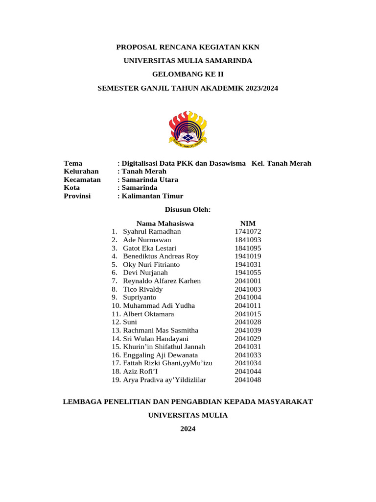 Proposal Rencana Kegiatan KKN Revisi | PDF