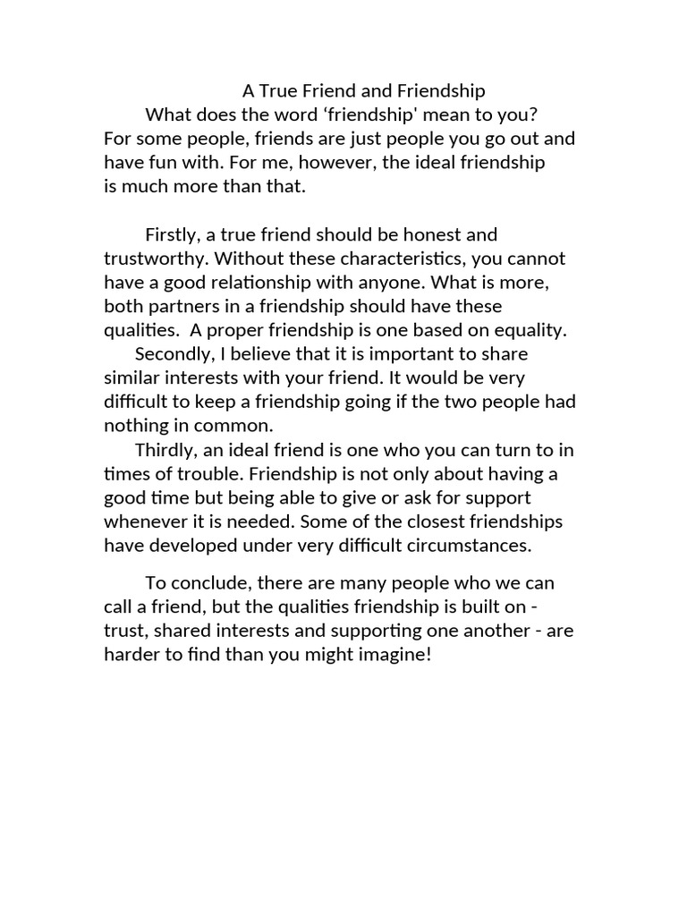 Characteristics of True Friendship | PDF