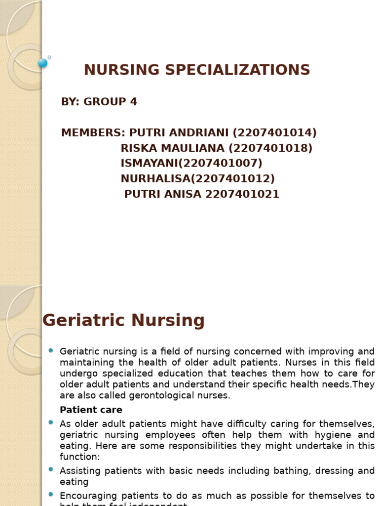 Nursing Specializations | PDF | Midwife | Midwifery
