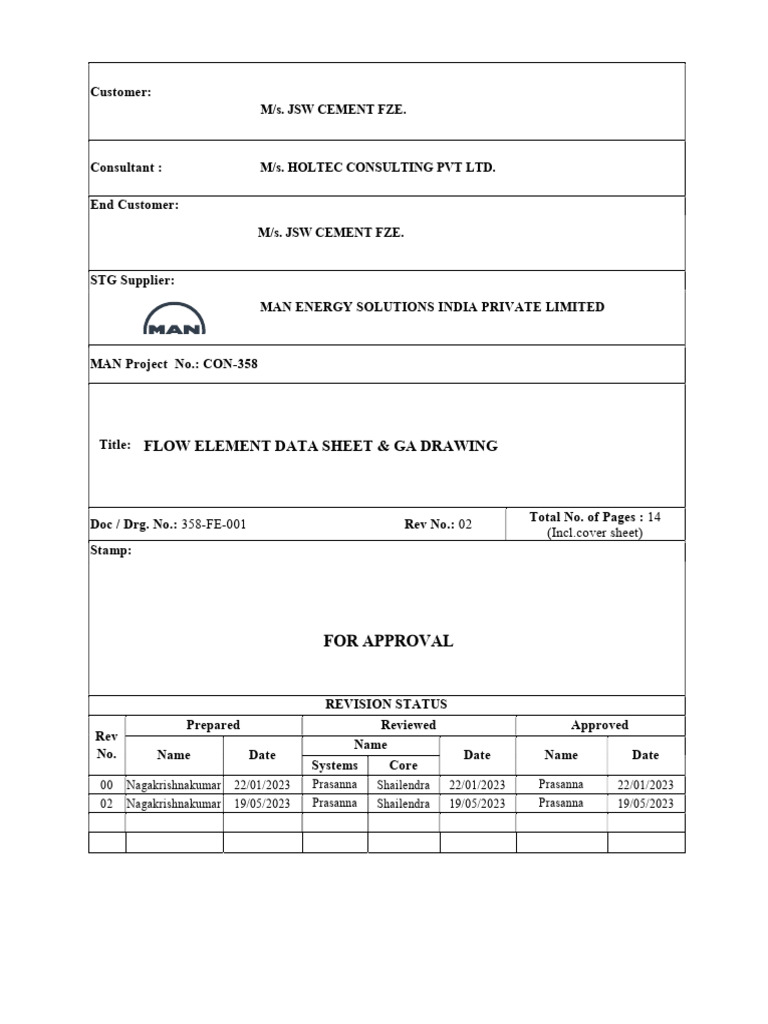 Flow Element Data Sheet & GA Drawing | PDF | Flow Measurement ...