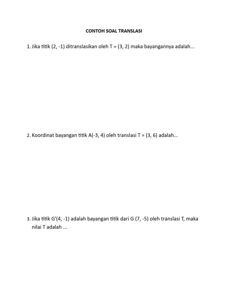 Contoh Soal Translasi Koordinat | PDF