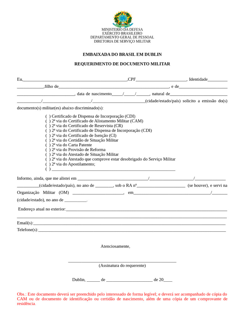 Requerimento de Documento Militar | PDF | Segurança internacional ...