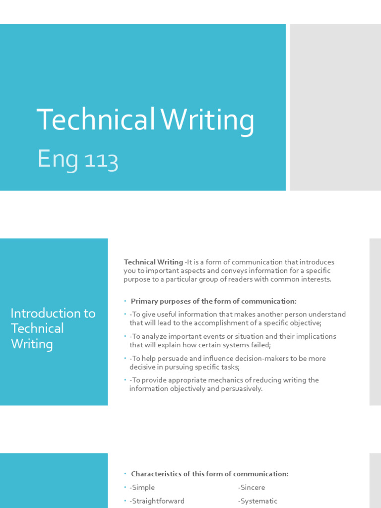 Introduction to Technical Writing Guide | PDF | Cost Of Living ...