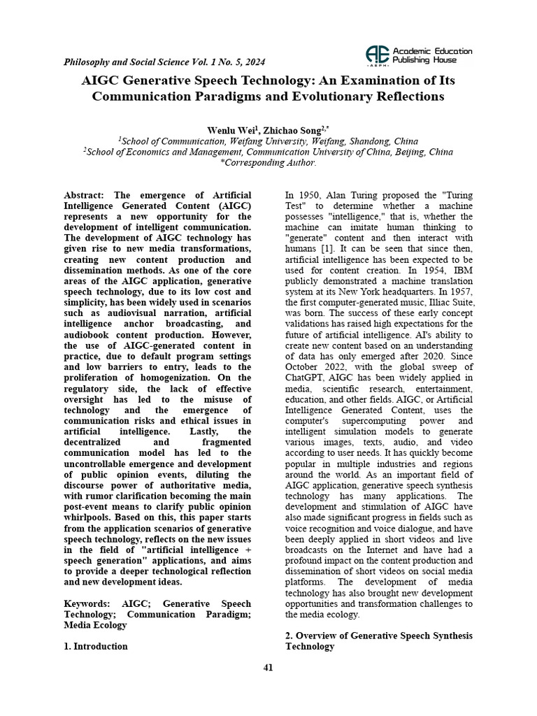 20 - AIGC Generative Speech Technology | PDF | Artificial Intelligence | Intelligence (AI ...