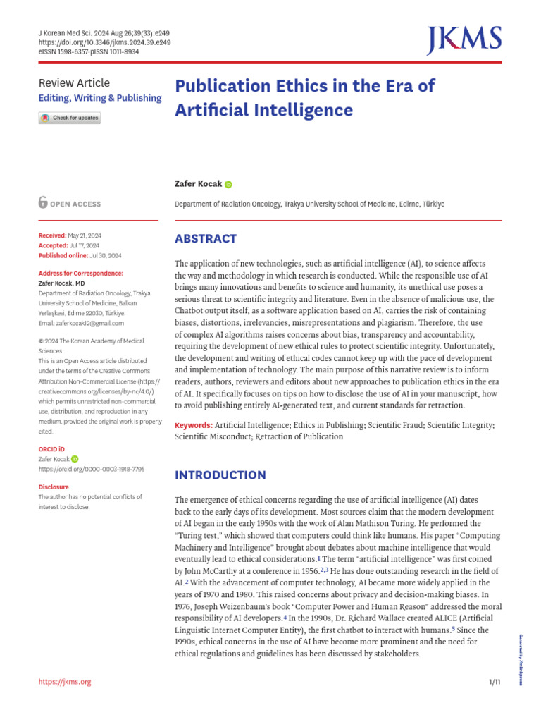 AI Ethics in Scientific Publishing | PDF | Artificial Intelligence ...