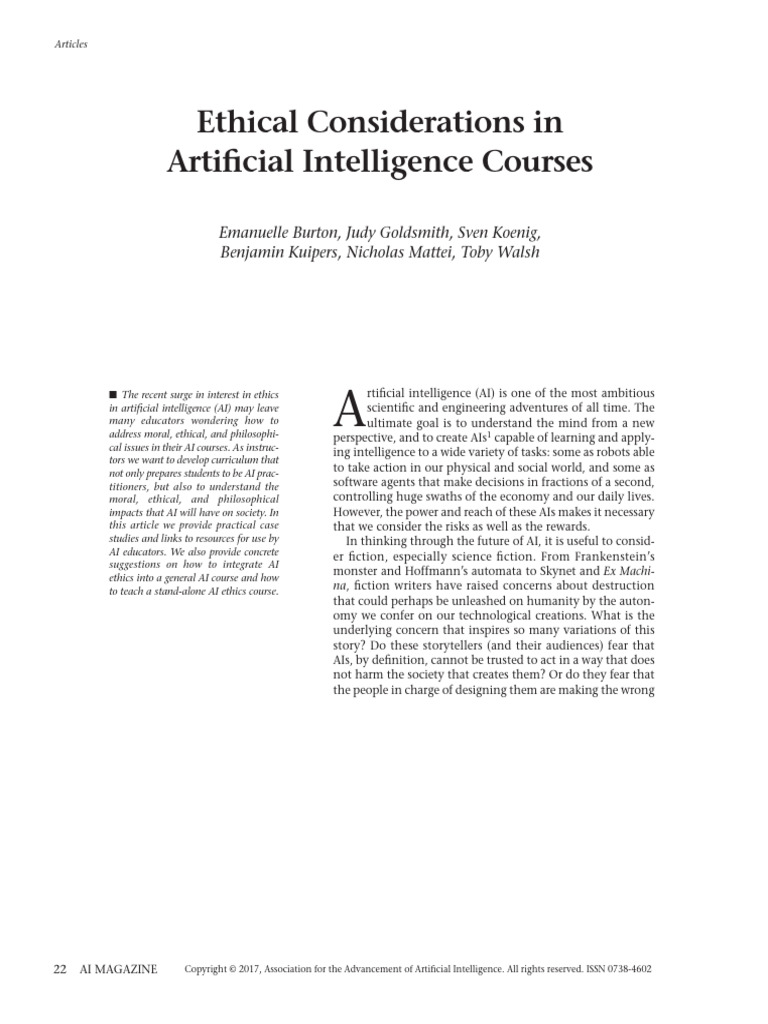 17 - Ethical Considerations in Artificial Intelligence Courses | PDF ...