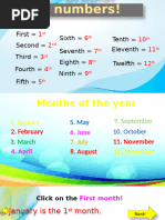 Months of the Year and Their Numbers | PDF