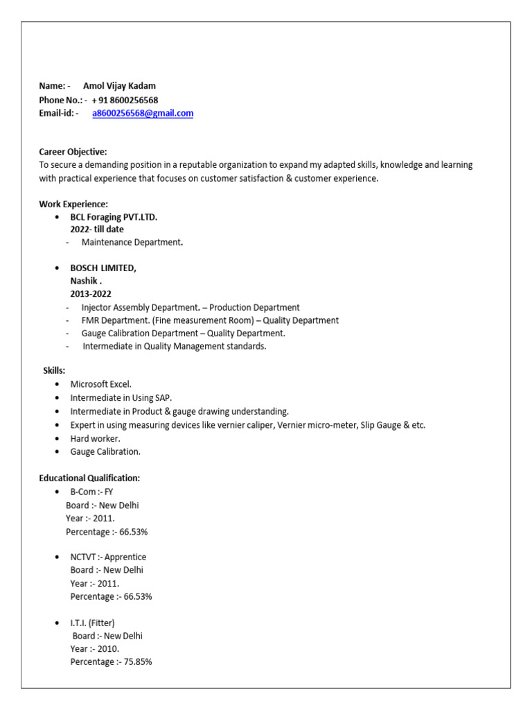 Amol Kadam Resume | PDF