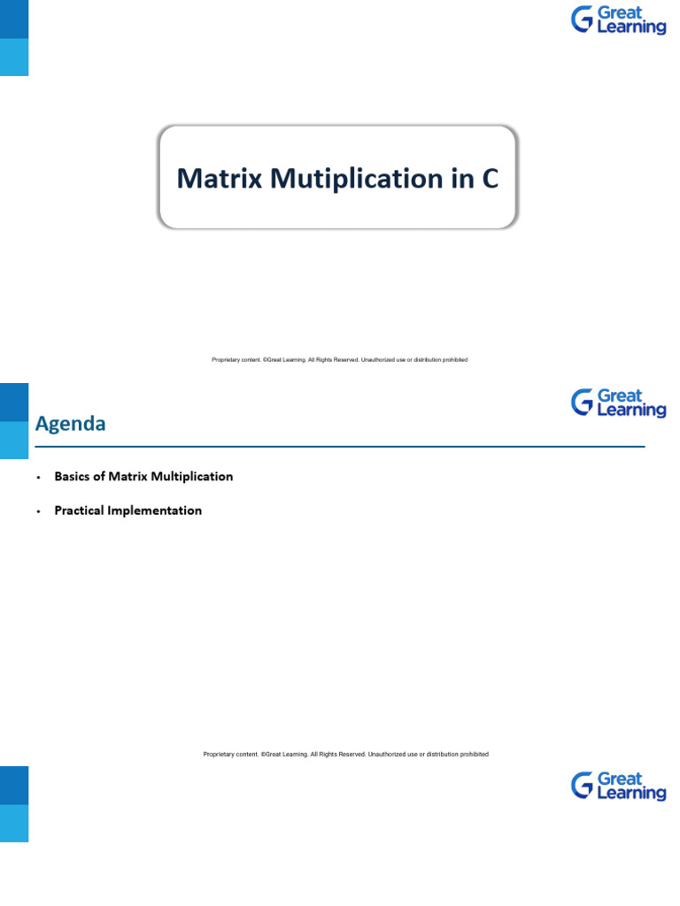 Matrix Multiplication in C | PDF | Matrix (Mathematics) | Mathematical ...