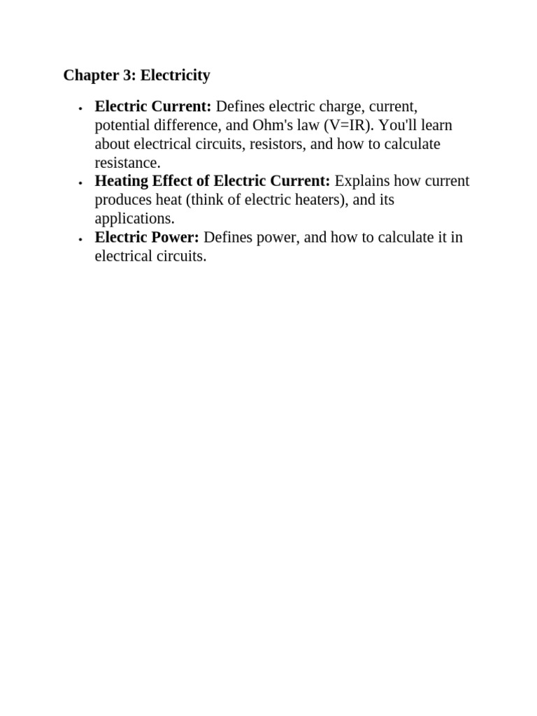 Chapter 3: Electricity Electric Current | PDF