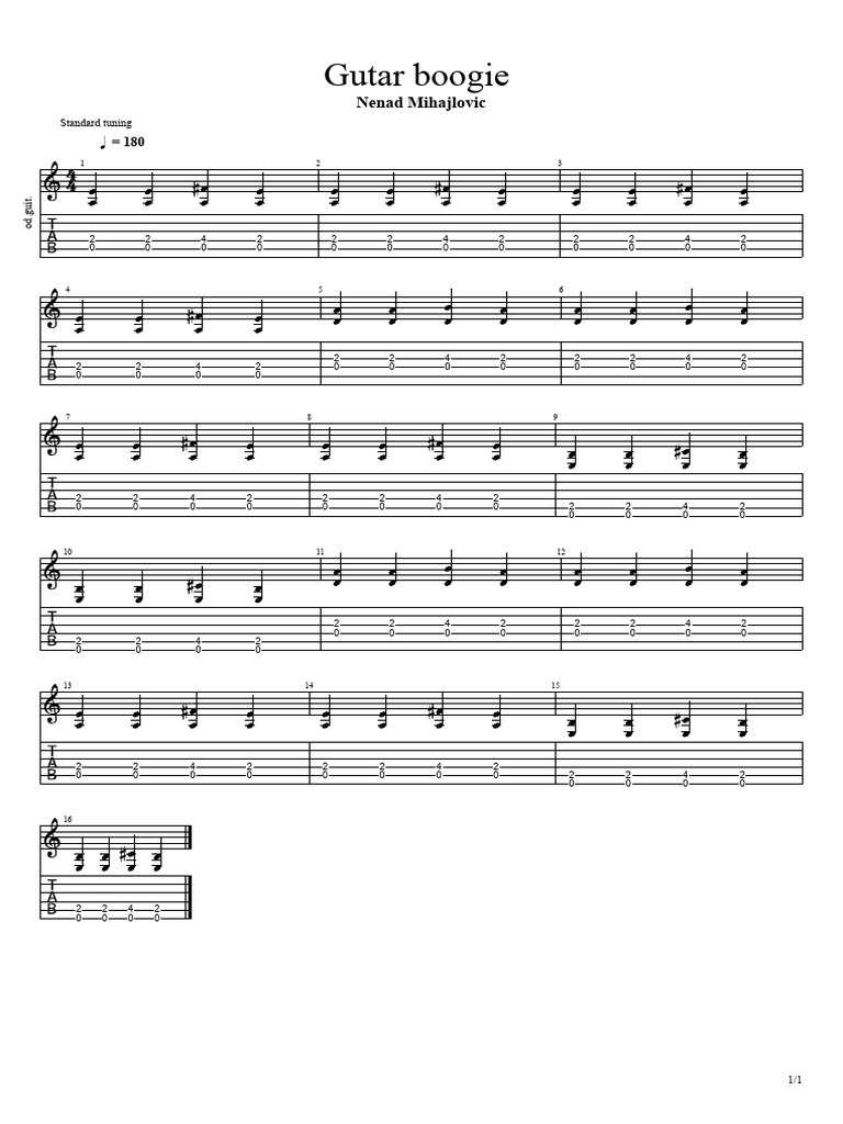 Guitar Boogie Tab by Nenad Mihajlovic | PDF | Guitar Family Instruments ...