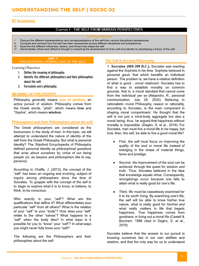 Perspectives on the Self in Philosophy | PDF | Philosophy Of Self | Soul