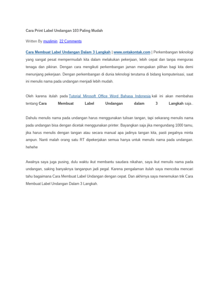 Cara Print Label Undangan 103 Paling Mudah | PDF