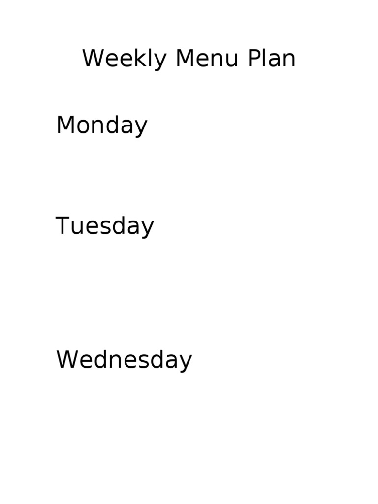 Weekly Menu Plan | PDF