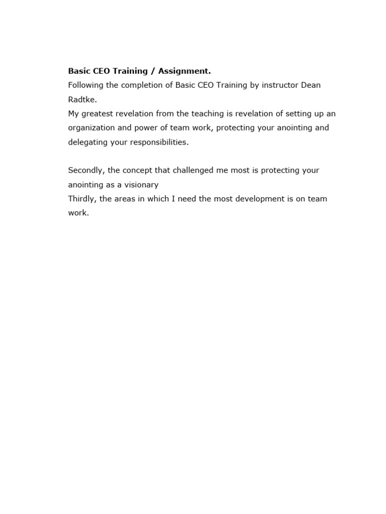 Basic CEO Training | PDF