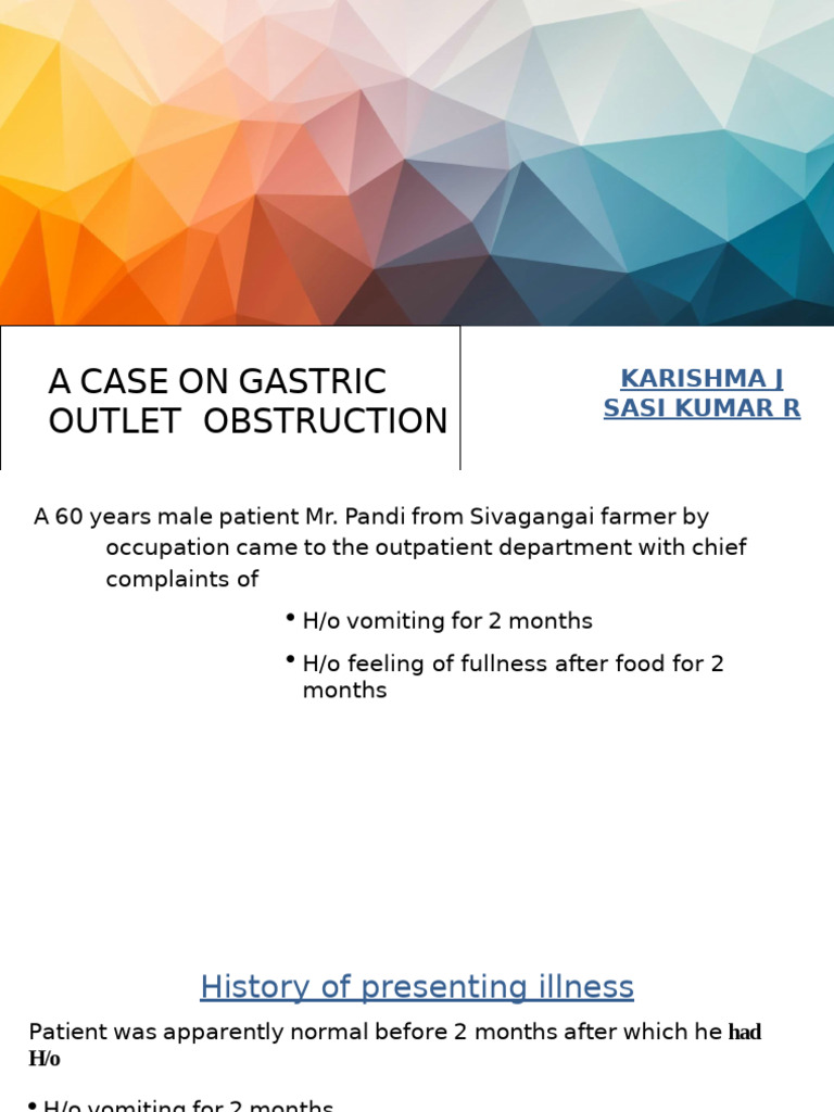 Gastric Outlet Obstruction | PDF | Stomach | Medical Specialties