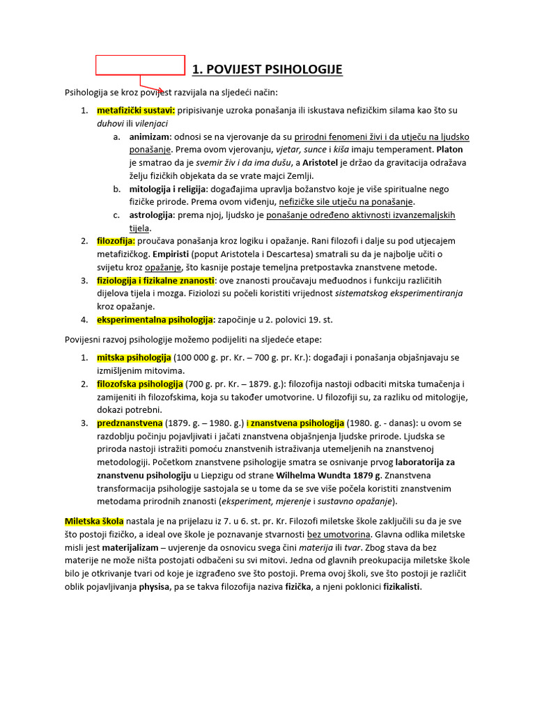 Skripta Iz Povijesti Psihologije | PDF