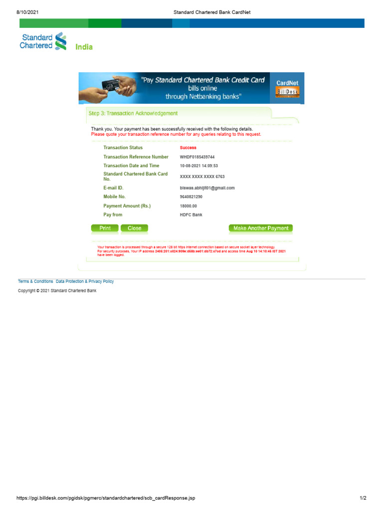 Standard Chartered Bank CardNet | PDF