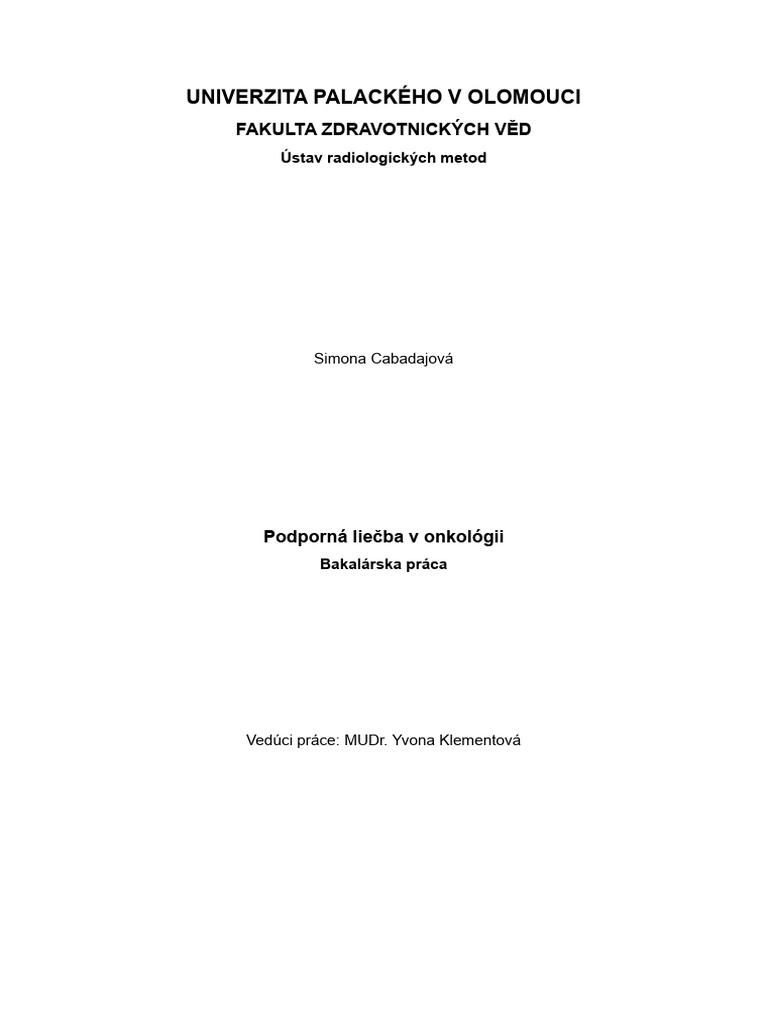 Cabadajova Simona Podporna Liecba V Onkologii | PDF
