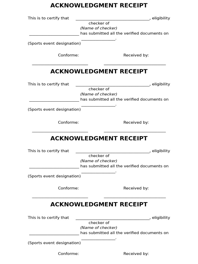 Acknowledgment Receipt | PDF