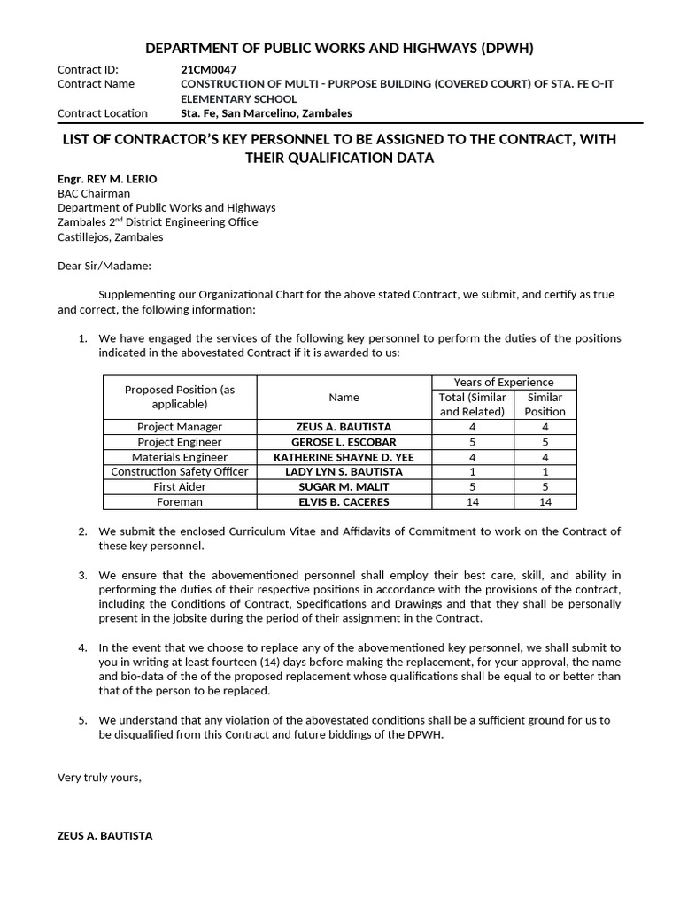 DPWH Multi-Purpose Building Contract Details | PDF