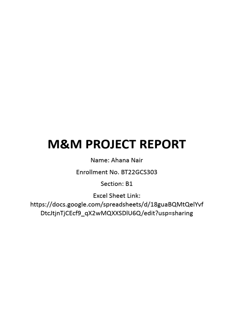 M&M Project Report: Time Analysis | PDF | Multivariate Statistics ...