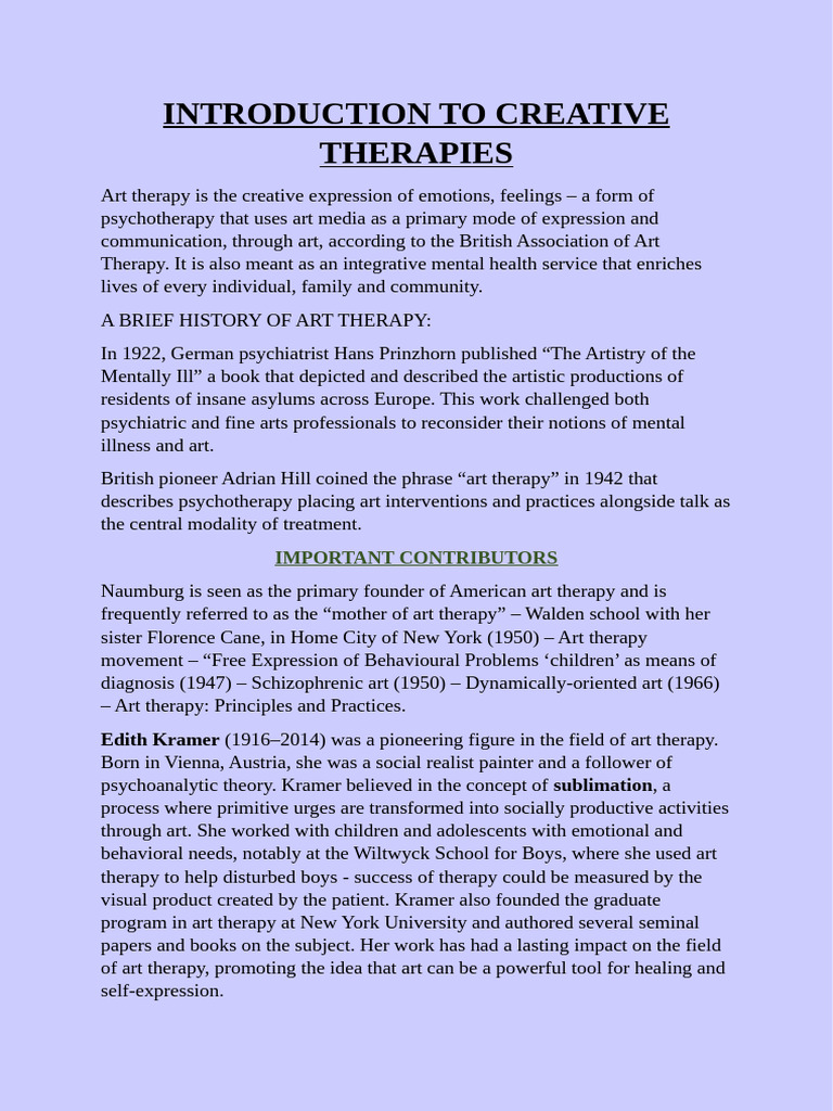 Introduction to Art Therapy Techniques | PDF | Psychotherapy | Art Therapy
