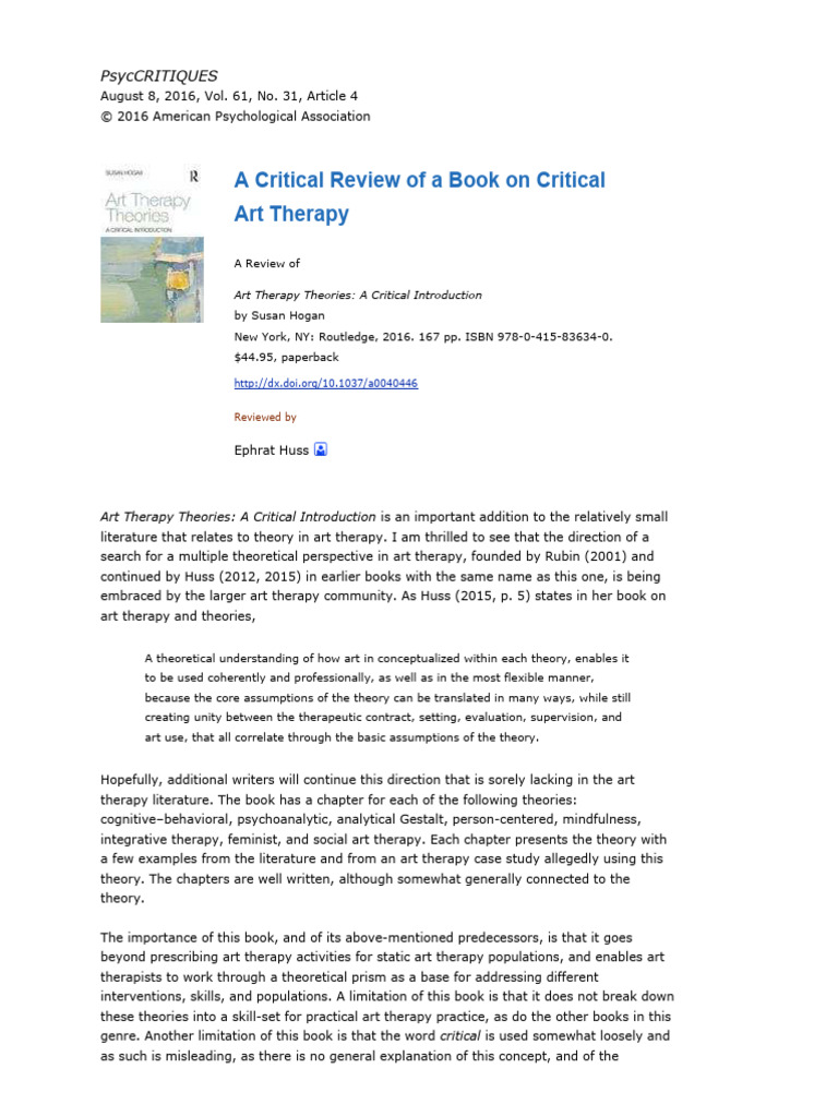 Critical Review of Art Therapy Theories | PDF | Psychotherapy | Art Therapy