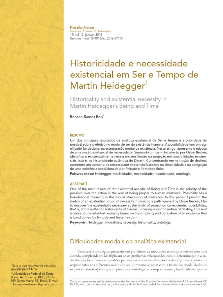 Necessidade Existencial em Heidegger | PDF | Destino | Existencialismo