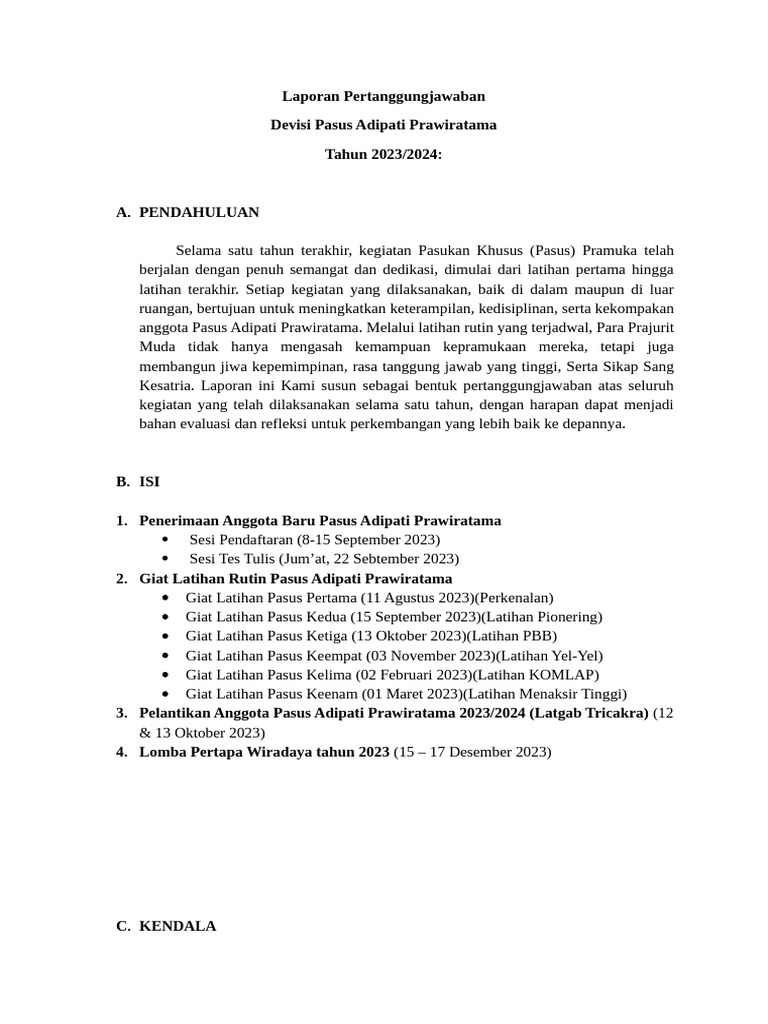 Laporan Pertanggung Jawaban Pasus | PDF