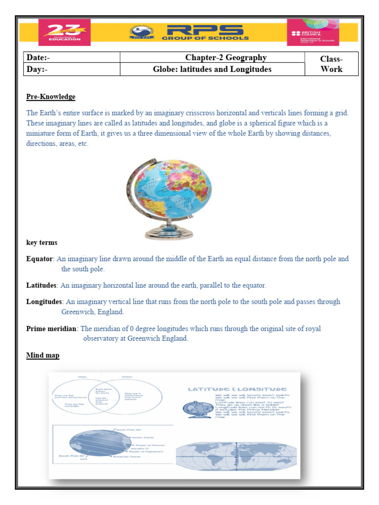 Grade VI SSC Geo. 4th Week Chapter 2 | PDF | Latitude | Equator