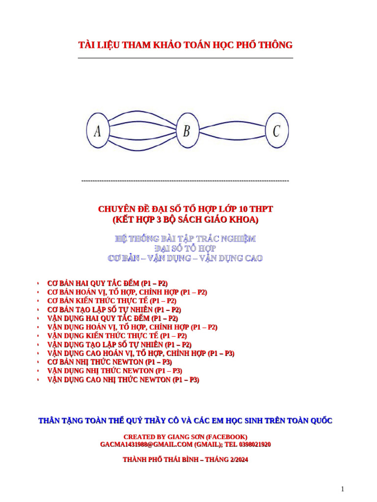 He Thong Bai Tap Trac Nghiem Dai So to Hop Co Ban Van Dung Van Dung Cao (1) | PDF