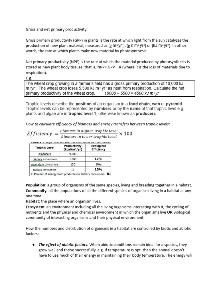 5B Energy Flow, Ecosystems and the Environment notes Biology iAL.docx ...
