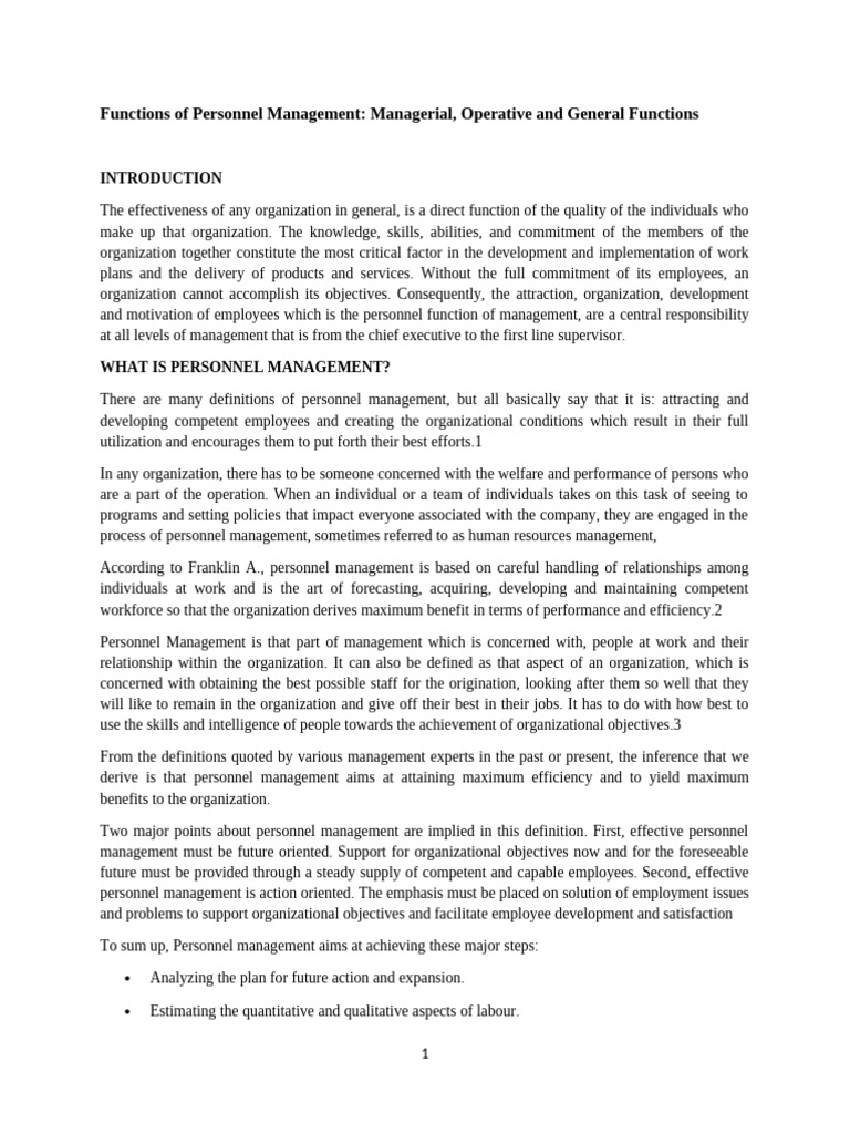 Personnel Management Essentials | PDF | Human Resource Management ...