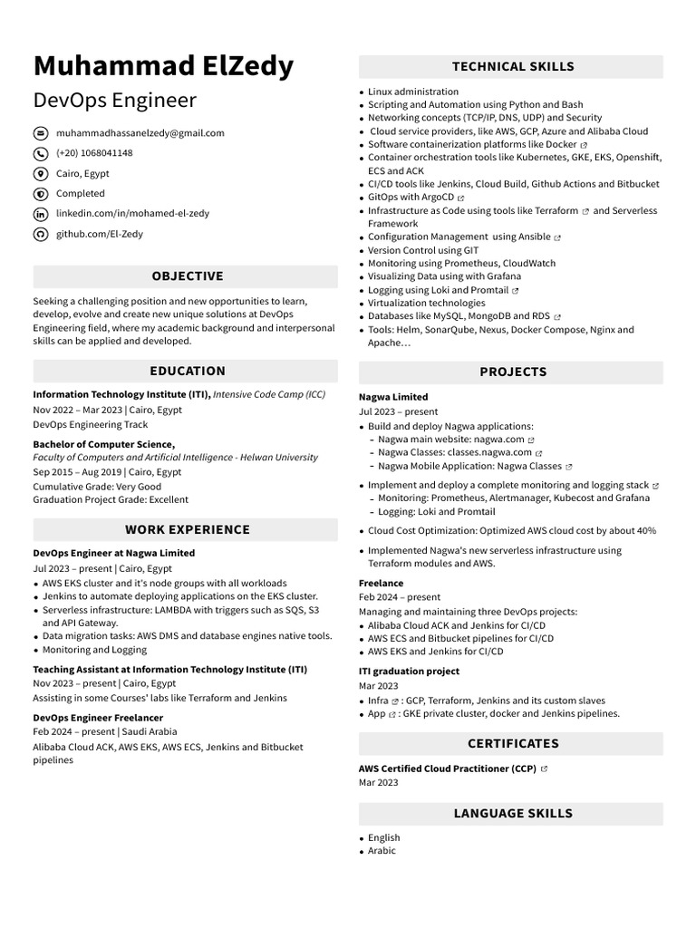 Muhammad_Elzedy_DevOps_CV | PDF | Amazon Web Services | Cloud Computing