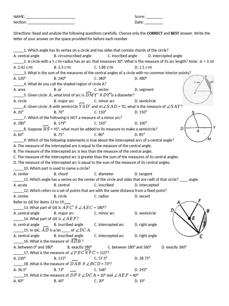 Circle Pdf Circle Angle