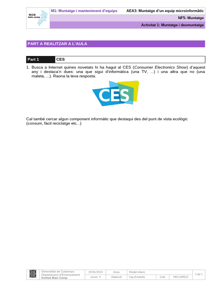 AEA3-NF5 Activitat 1 - Muntatge I Desmuntatge - AULA | PDF