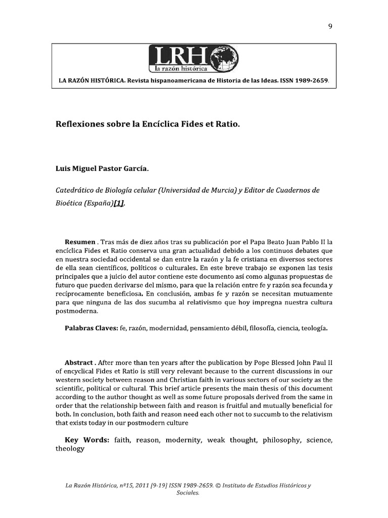 Reflexiones Fides et ratio | PDF