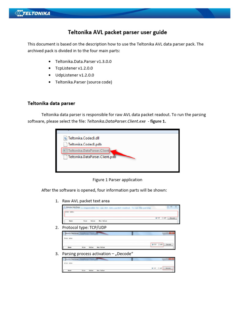 Teltonika AVL Packet Parser User Guide - V1.3 | PDF | Port (Computer ...
